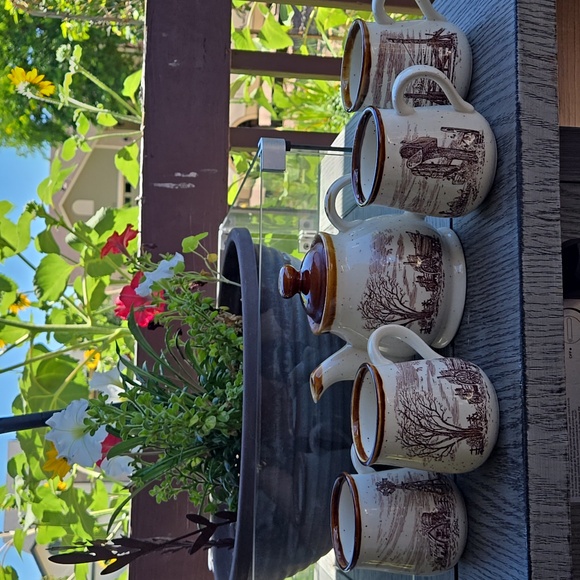 Enesco | Dining | Vintage Enesco Sky Plains Ceramic Tea And Mug Set ...